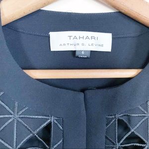 Tahari | Jackets & Coats | Tahari Black Laser Cut Out Long Blazer ...